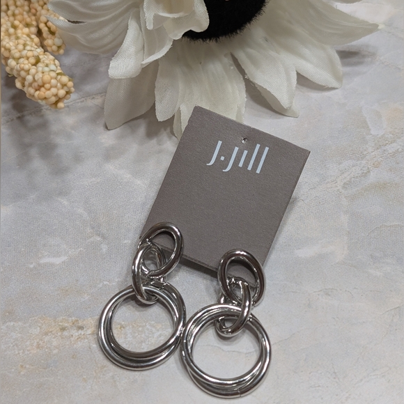 J. Jill | Jewelry | J Jill Double Silver Sculpted Lightweight Hoop ...